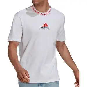 Adidas Logo Round Neck Pullover Sports Short Sleeve Bayern Munich White