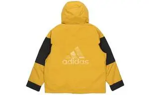 Adidas Cb Bos Logo Jkt Contrast Color Stitching Hooded Down Jacket Yellow