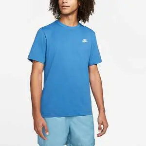 Nike Club Embroidered Logo Round Neck Short Sleeve Blue - Default Color