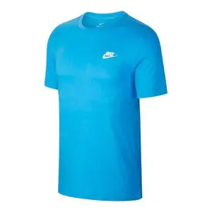 Nike Club Embroidered Logo Round Neck Short Sleeve Blue - Default Color