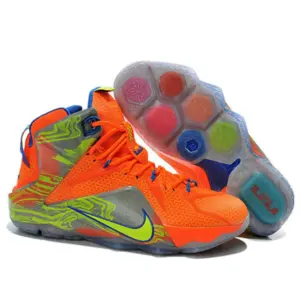 Nike Lebron 12 'six Meridians' Athletic Sneakers - Dark Redgrey/blue