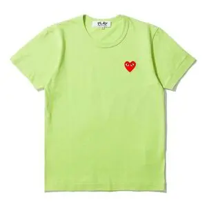 Play Comme Des Garcon Short Sleeve T-shirt With Heart Applique - Green