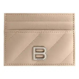 Balenciaga Crush Card Holder Quilted - Beige