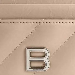 Balenciaga Crush Card Holder Quilted - Beige