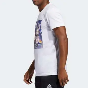 Adidas Basketball Cartoon Graphic Short Sleeve Tee - White