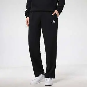Adidas Solid Color Logo Casual Sports Elastic Waistband Long Pants - Black