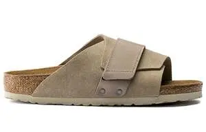 BIRKENSTOCK Kyoto Nubuk Leather Slides - Tan