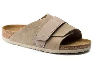BIRKENSTOCK Kyoto Nubuk Leather Slides - Tan