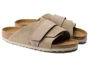 BIRKENSTOCK Kyoto Nubuk Leather Slides - Tan