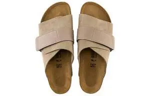 BIRKENSTOCK Kyoto Nubuk Leather Slides - Tan