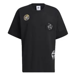Adidas Originals Pattern Logo Round Neck Short Sleeve - Black