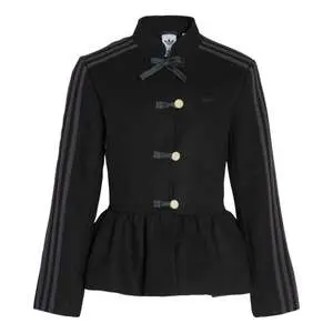 Adidas Peplum Jacket With Striped Sleeves - Black