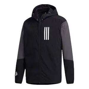 Adidas Windbreaker Jacket With Sporty Stripes - Black