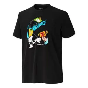 Adidas Neo M Sp Tee 1 Funny Cartoon Printing Loose Knit Short Sleeve - Black