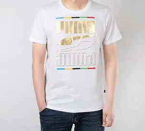 PUMA Casual Sports Bronzing Logo Alphabet Printing Round Neck