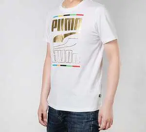 PUMA Casual Sports Bronzing Logo Alphabet Printing Round Neck