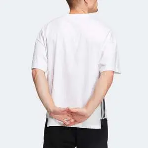 Adidas City Loose T Side Contrasting Colors Round Neck Pullover Short Sleeve White