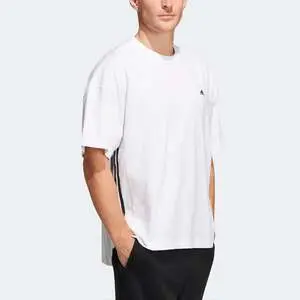 Adidas City Loose T Side Contrasting Colors Round Neck Pullover Short Sleeve White