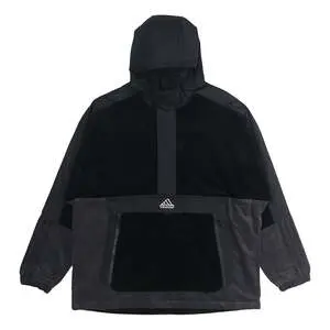 Adidas Corduroy Anorak Half Zipper Hooded Logo Jacket - Multi-color