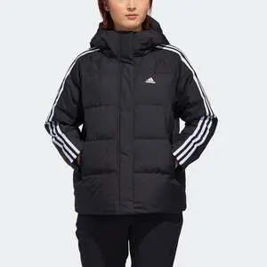 Adidas Padded Hooded Down Jacket With Signature Stripes