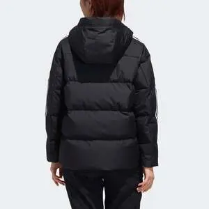 Adidas Padded Hooded Down Jacket With Signature Stripes