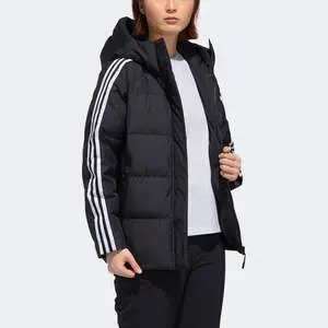 Adidas Padded Hooded Down Jacket With Signature Stripes