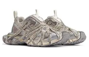 Balenciaga 3xl Extreme Lace Sneakers In Mesh And Polyurethane - Beige/grey