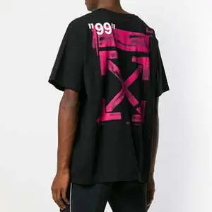 Off-White Arrow Pattern Short Sleeve Loose Fit T-shirt - Black
