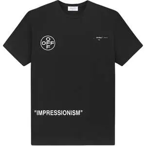 Off-White Arrow Pattern Short Sleeve Loose Fit T-shirt - Black