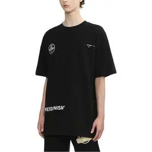 Off-White Arrow Pattern Short Sleeve Loose Fit T-shirt - Black