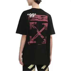 Off-White Arrow Pattern Short Sleeve Loose Fit T-shirt - Black