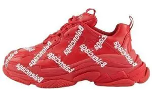 Balenciaga Triple S Allover Logo Sneakers - Red/white