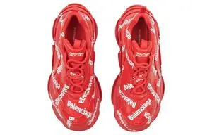 Balenciaga Triple S Allover Logo Sneakers - Red/white