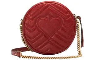 Gucci Gg Marmont Round Shoulder Bag - Red