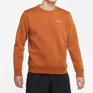 Nike Fleece Lined Embroidered Small Logo Classic Sports Crewneck - Brown