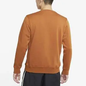Nike Fleece Lined Embroidered Small Logo Classic Sports Crewneck - Brown