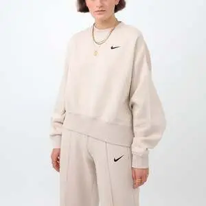 Nike Essential Fleece Crew - Beige/white