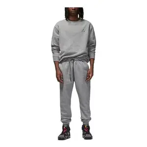 JORDAN Solid Color Embroidered Drawstring Casual Pants/trousers Grey - Default Colorway