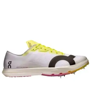 On Cloudspike Amplius 2 Running Spikes - White/yellow/raspberry