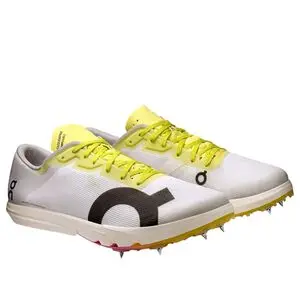 On Cloudspike Amplius 2 Running Spikes - White/yellow/raspberry