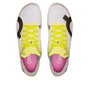 On Cloudspike Amplius 2 Running Spikes - White/yellow/raspberry