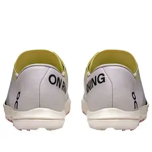 On Cloudspike Amplius 2 Running Spikes - White/yellow/raspberry