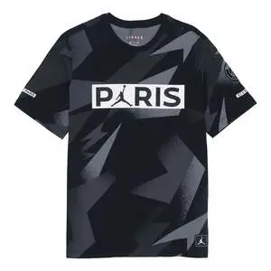 JORDAN Paris Saint-germain Pattern Short Sleeve Shirt - Black/grey