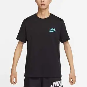 Nike Logo Pattern Printing Round Neck Pullover Short Sleeve Black T-shirt