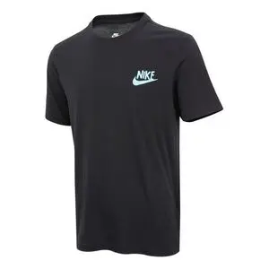 Nike Logo Pattern Printing Round Neck Pullover Short Sleeve Black T-shirt - Default Color