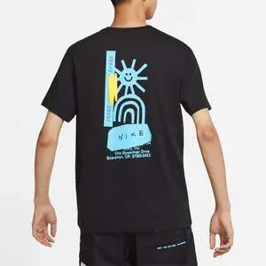 Nike Logo Pattern Printing Round Neck Pullover Short Sleeve Black T-shirt