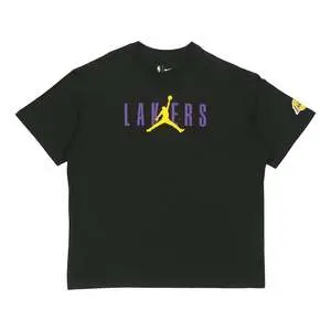 JORDAN Nba Los Angeles Lakers Alphabet Printing Basketball Sports Round Neck Short Sleeve - Black