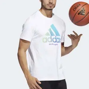 Adidas Alphabet Large Logo Round Neck Short Sleeve White T-shirt