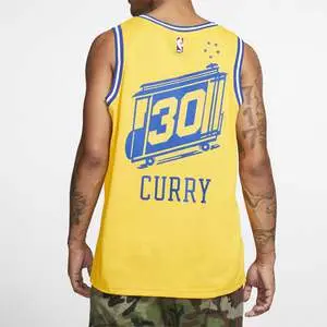 Nike Nba Golden State Warriors Stephen Curry Hardwood Classics Swingman Jersey - Yellow