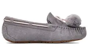 UGG Dakota Bow Pom Moccasin Slippers - Shade Grey